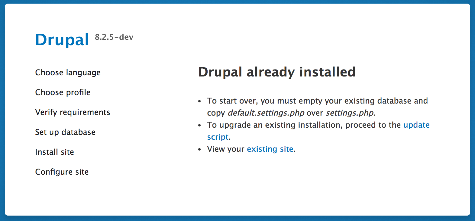 Drupal и ошибка Drupal already installed - coderteam